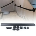 For Steps Stair Hand Rail Kit Black Outdoor Indoor Railing 10 Ft Iron ...