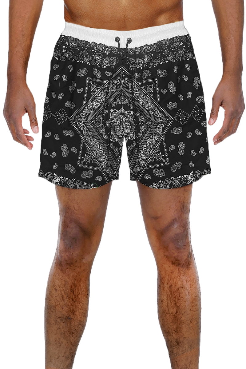 Weiv Men's Paisley Bandana Swim Trunks 5.5" Quick Dry Beach Swim Shorts ...