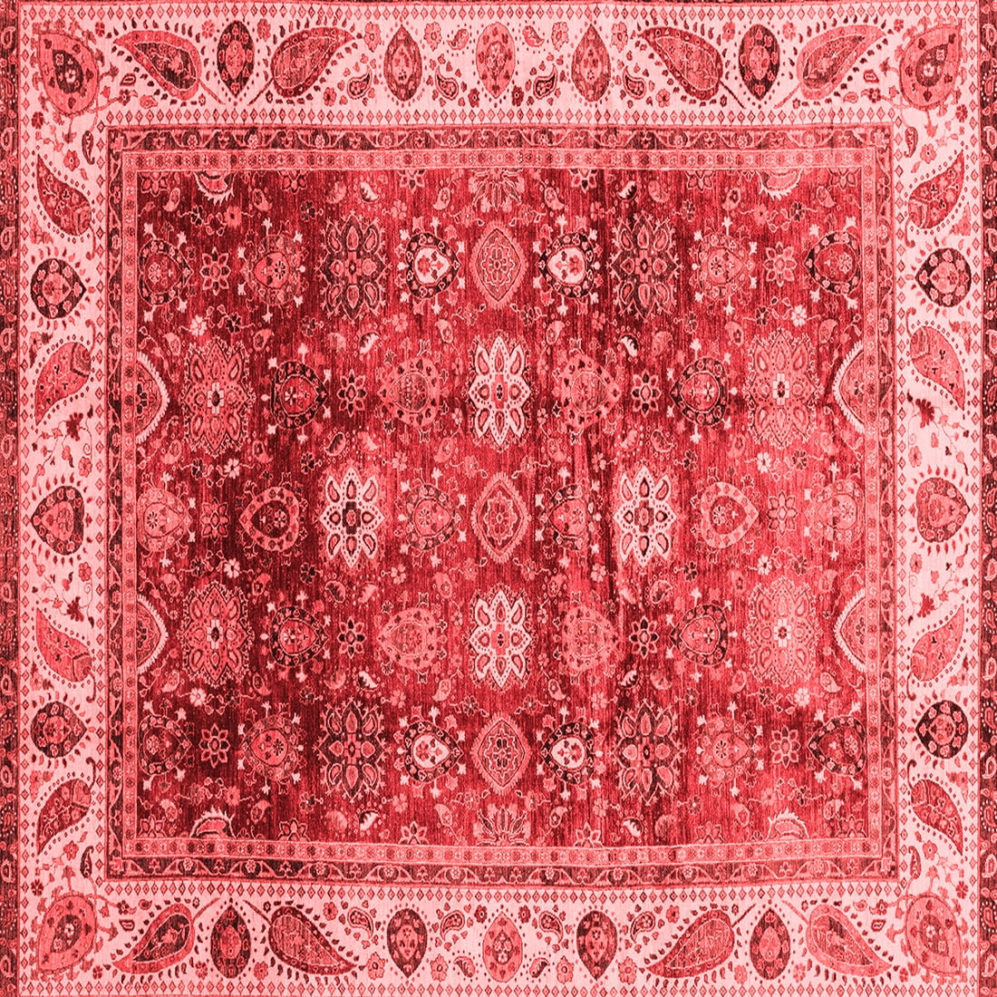 Ahgly Company Indoor Square Abstract Red Modern Area Rugs, 5' Square ...