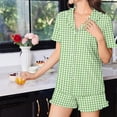 BOMYJESK Women Pajama Sets Button Down Plaid Ruffled Pjs Soft with ...