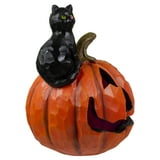 10" Jack-O-Lantern and Black Cat Tabletop Halloween Decoration ...