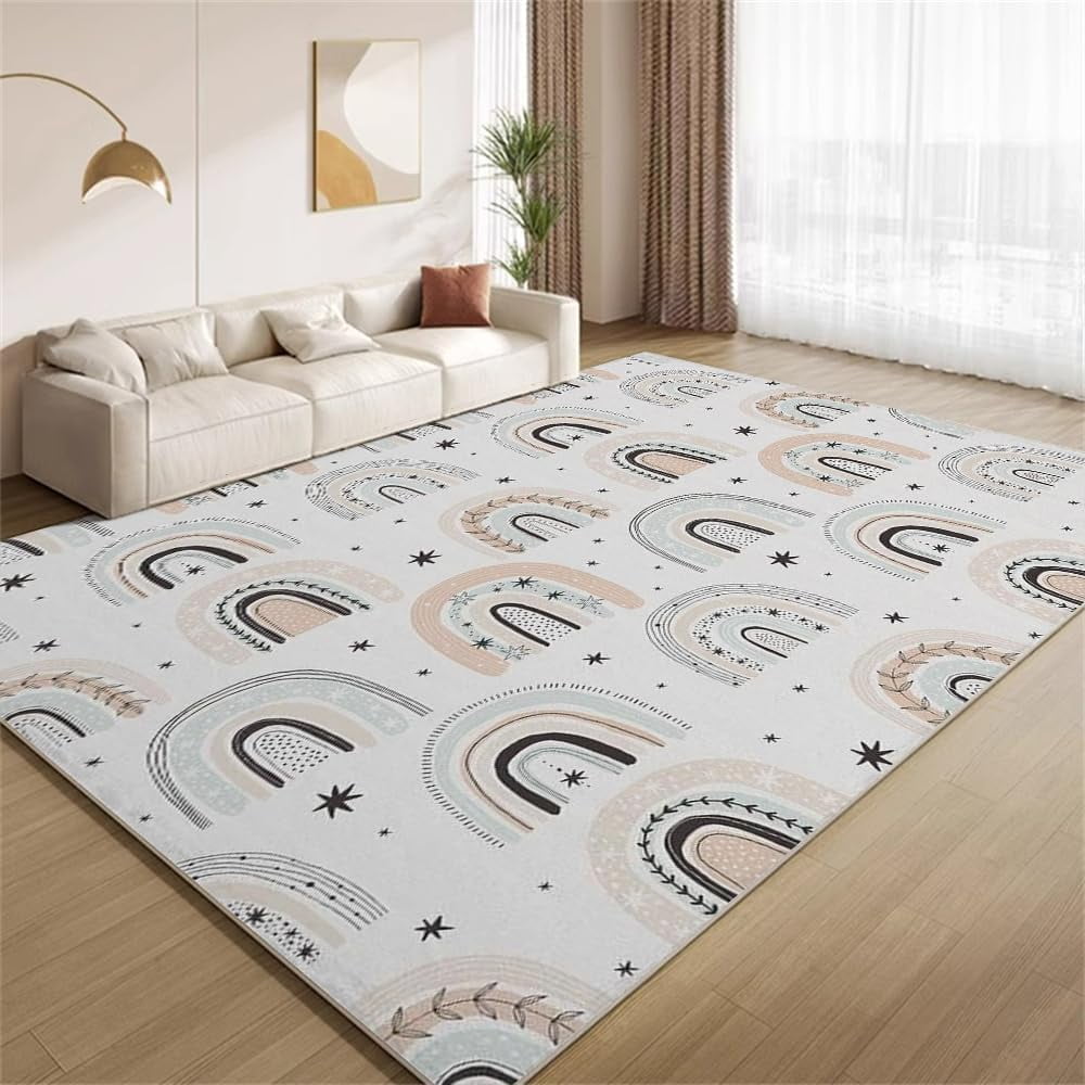 Click here for Mycarpetco Boho Rainbow Texture Rug 5x7ft Area Rug... prices