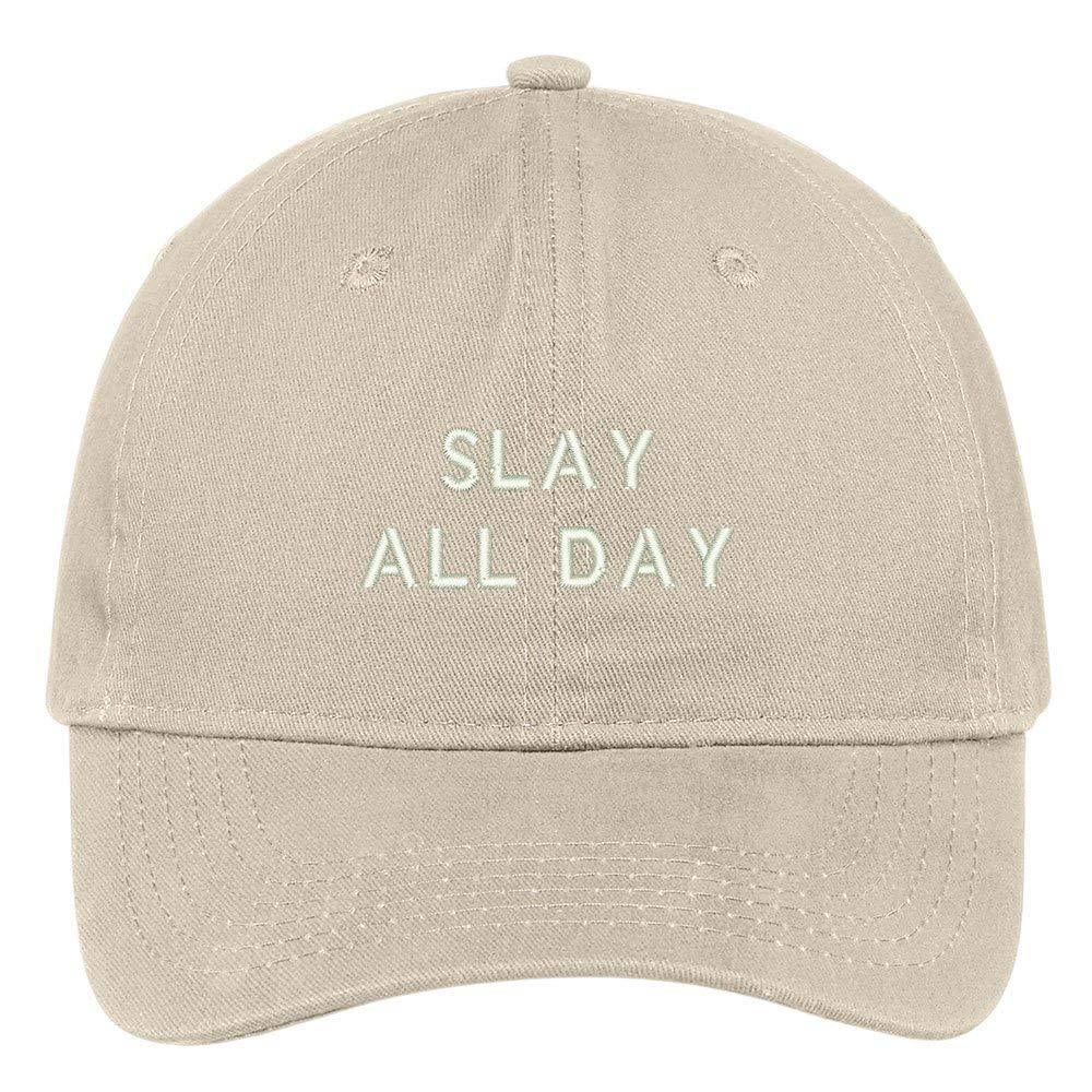 Trendy Apparel Shop Slay All Day Embroidered Brushed Cotton Adjustable ...