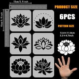 6Pcs Lotus Flower Painting Stencil 5.9x5.9inch PET Lotus Symbols ...