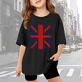 Byoo Little Girls Union Jack Graphic Tee Casual Oversized Short Sleeve ...