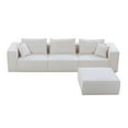 4-Piece Sectional Sofa Set,Upholstered Fabric Sectional Set with ...