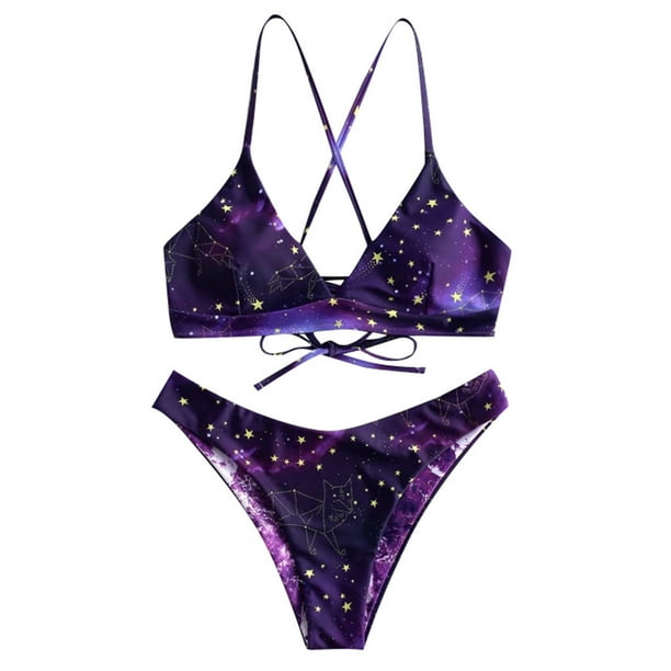 CAICJ98 Two Piece Swimsuits for Women Women Bikini Solid Color Halter ...