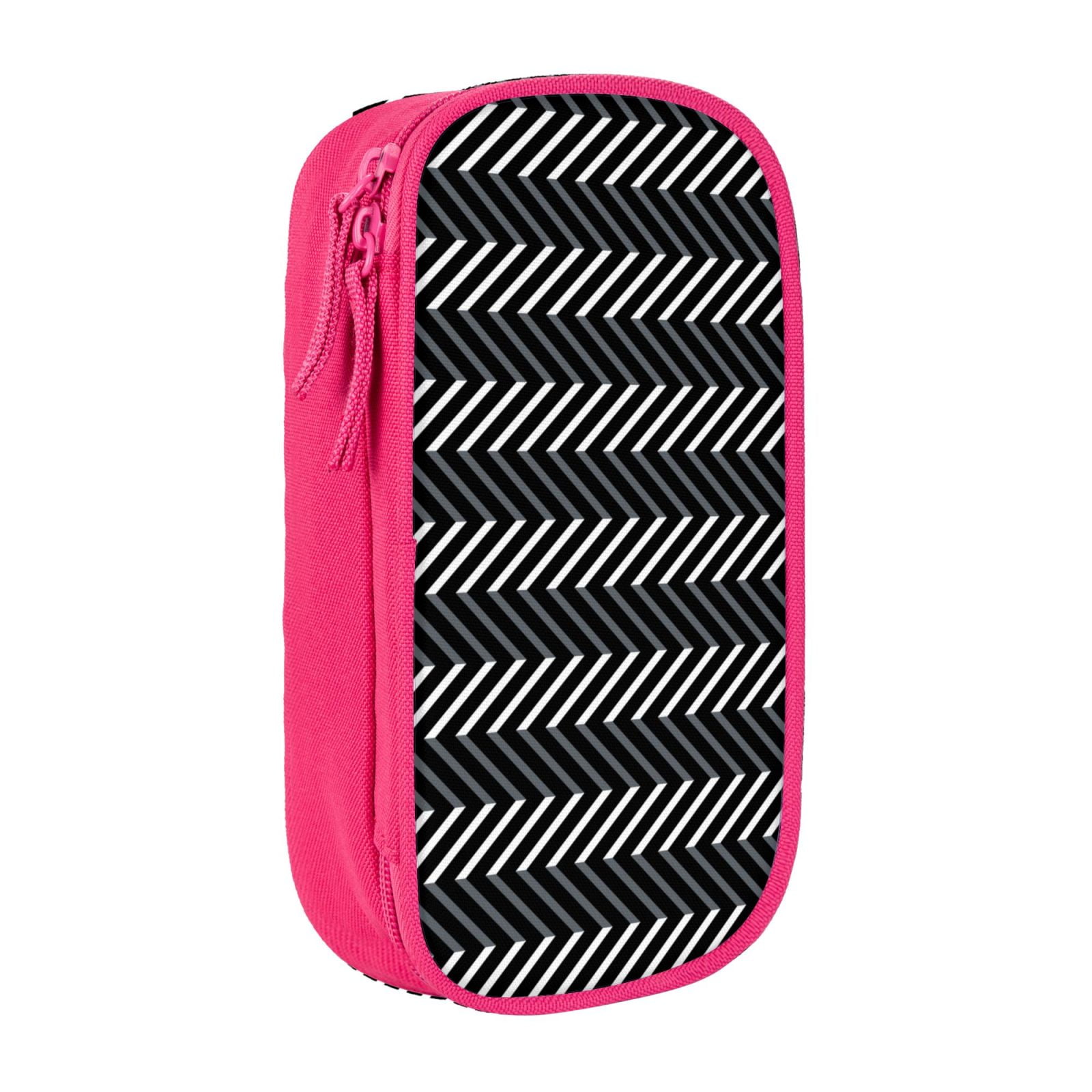 Large Storage Pencil Case, Black Abstract Tire Printing Pattern with ...