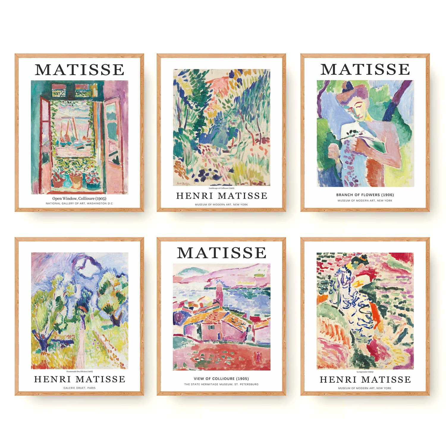 Matisse Wall Art Prints Set of 6 Canvas Aesthetic Posters Gallery Floral Rainbow Nature ...
