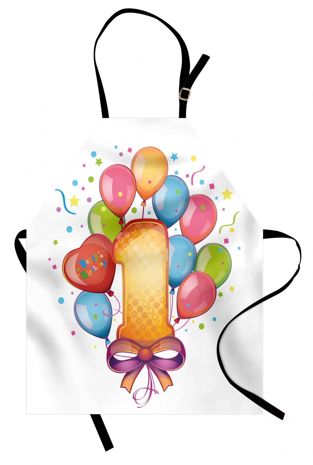 1st Birthday Apron Vintage Theme Kids First Party with Balloons Stars ...