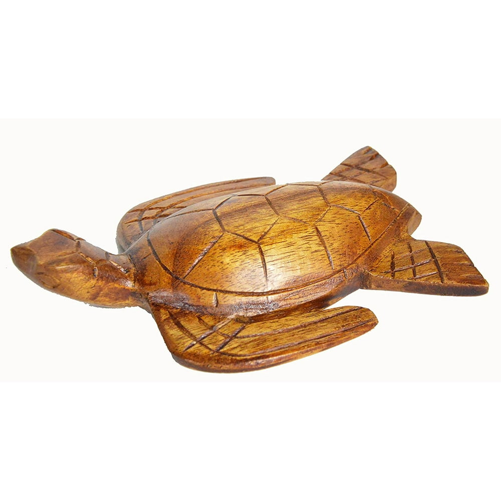 Hand Carved Wooden SEA Turtle Nautical Tropical Statue Art - Walmart ...