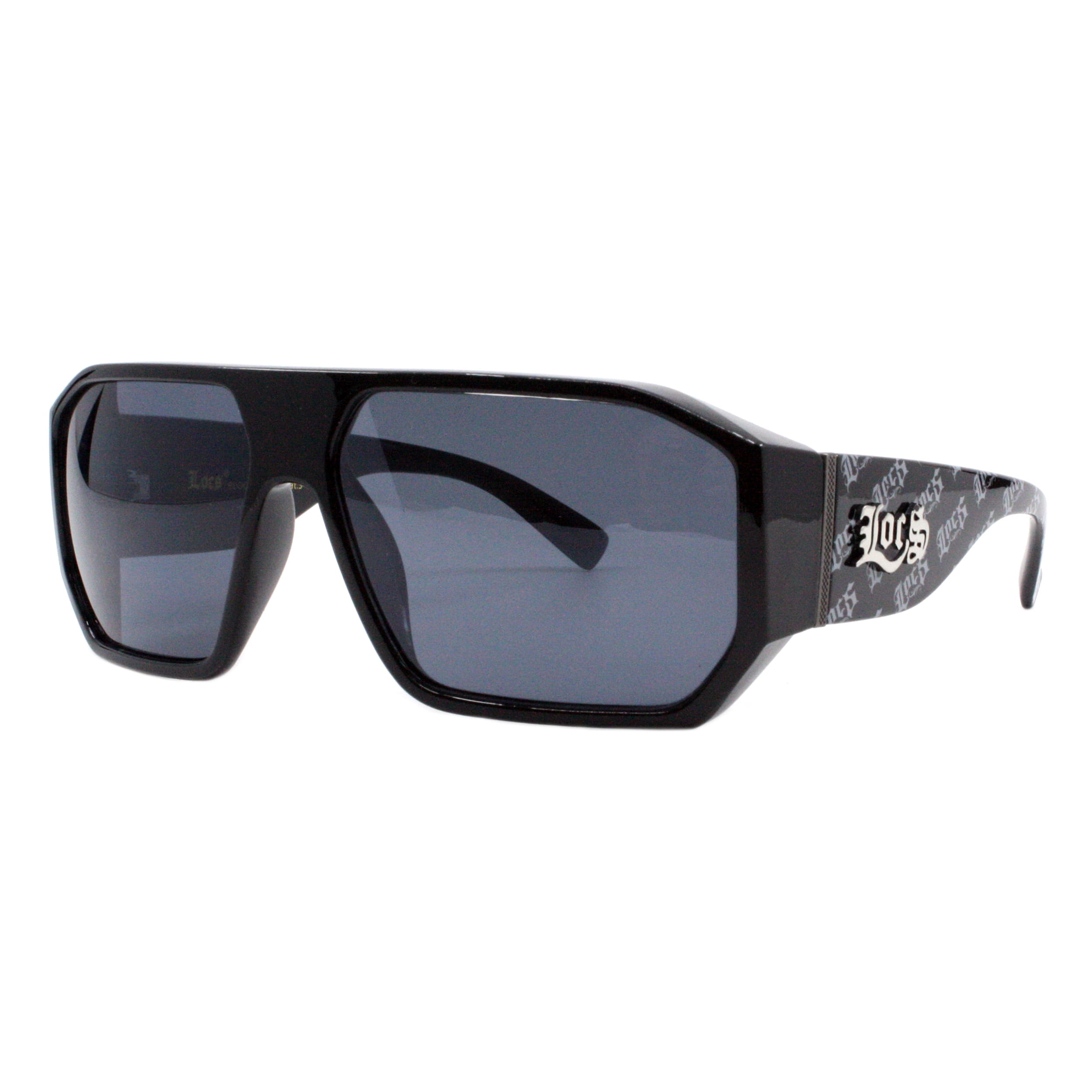 Locs Sunglasses Men's Shiny Black Geometric Square Gangster Hip Hop ...