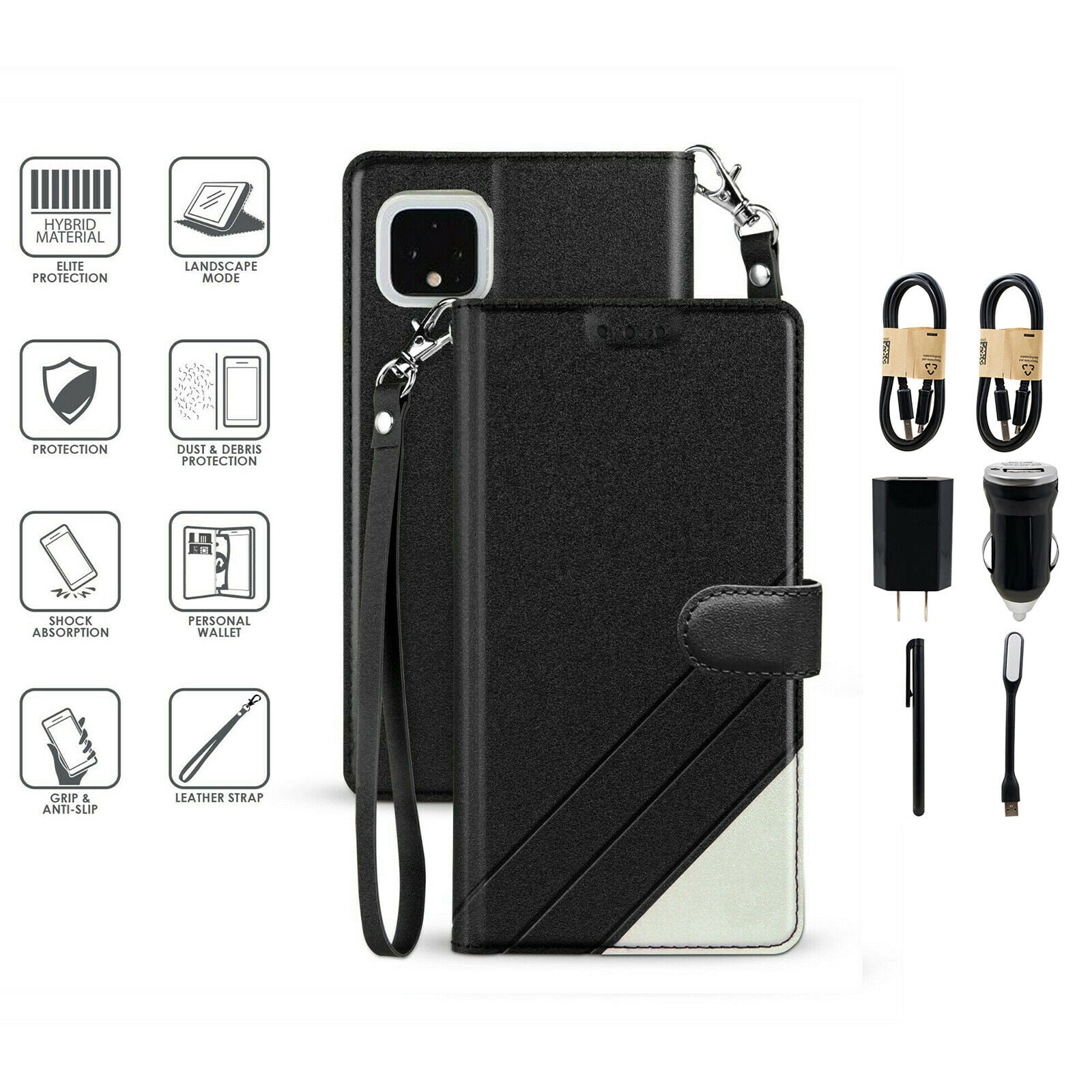 Value Pack + for Google Pixel 4XL Case Phone Case Hybrid 2-Tone Wallet ...