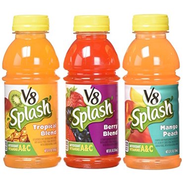 V8 Splash Berry Blend, Tropical Blend and Strawberry Kiwi Juice Drink, 16 Fl Oz (Variety Pack of ...