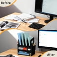 Black 5 pc Desktop Organizer Multi-functional Home Office Storage ...