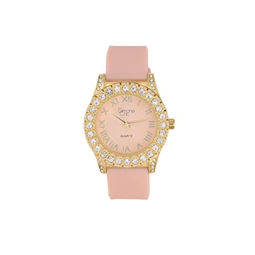 Simone Chic. Women's Big Rocks Fully Iced Bezel Colored Dial w/Easy ...