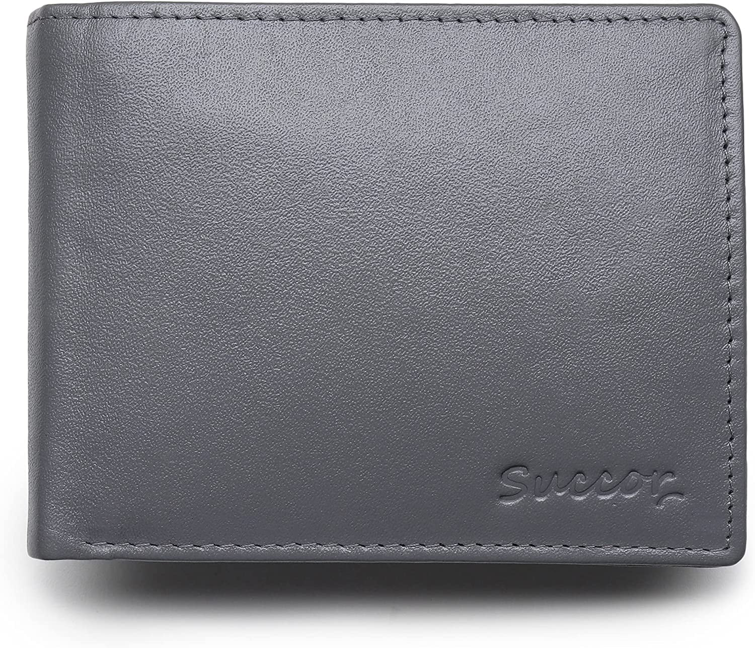Leather Wallets For Men Bifold - Grey Leather Wallet - Rfid Blocking ...