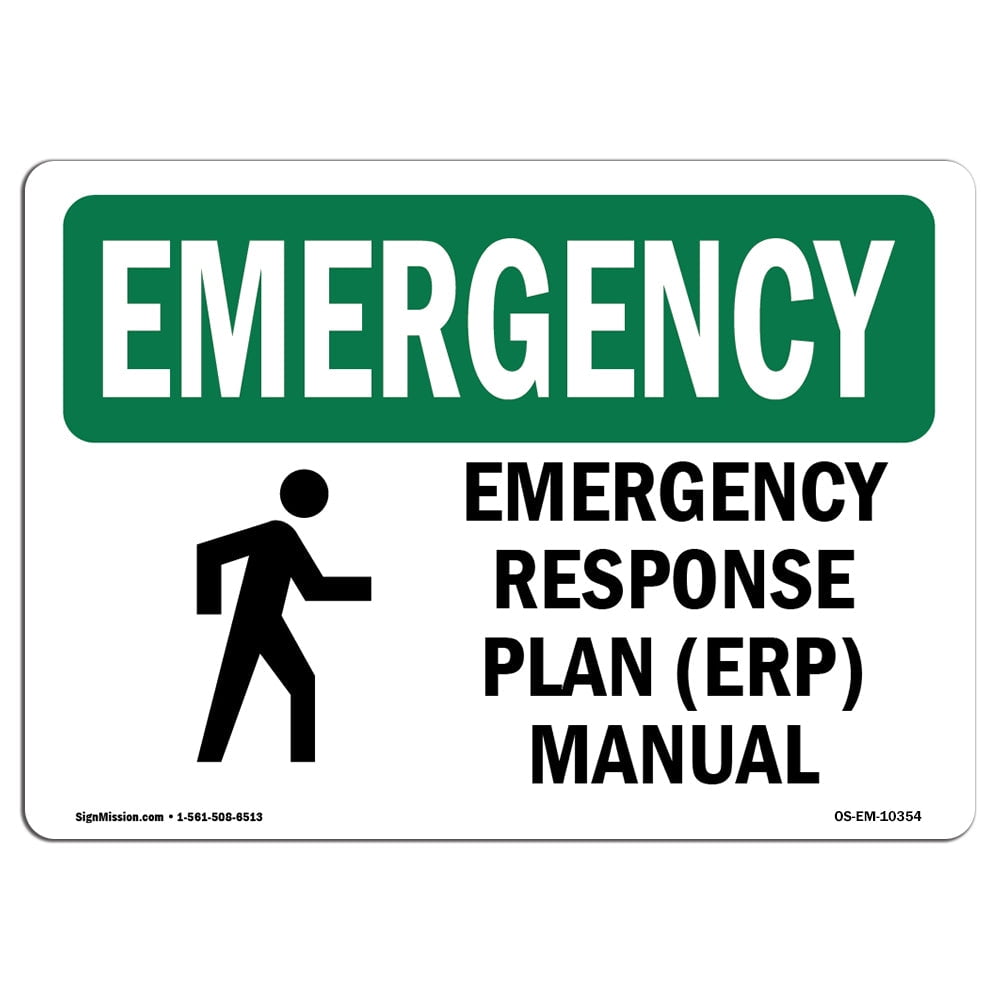 OSHA EMERGENCY Sign - Response Plan (ERP) Manual With Symbol| Made in ...