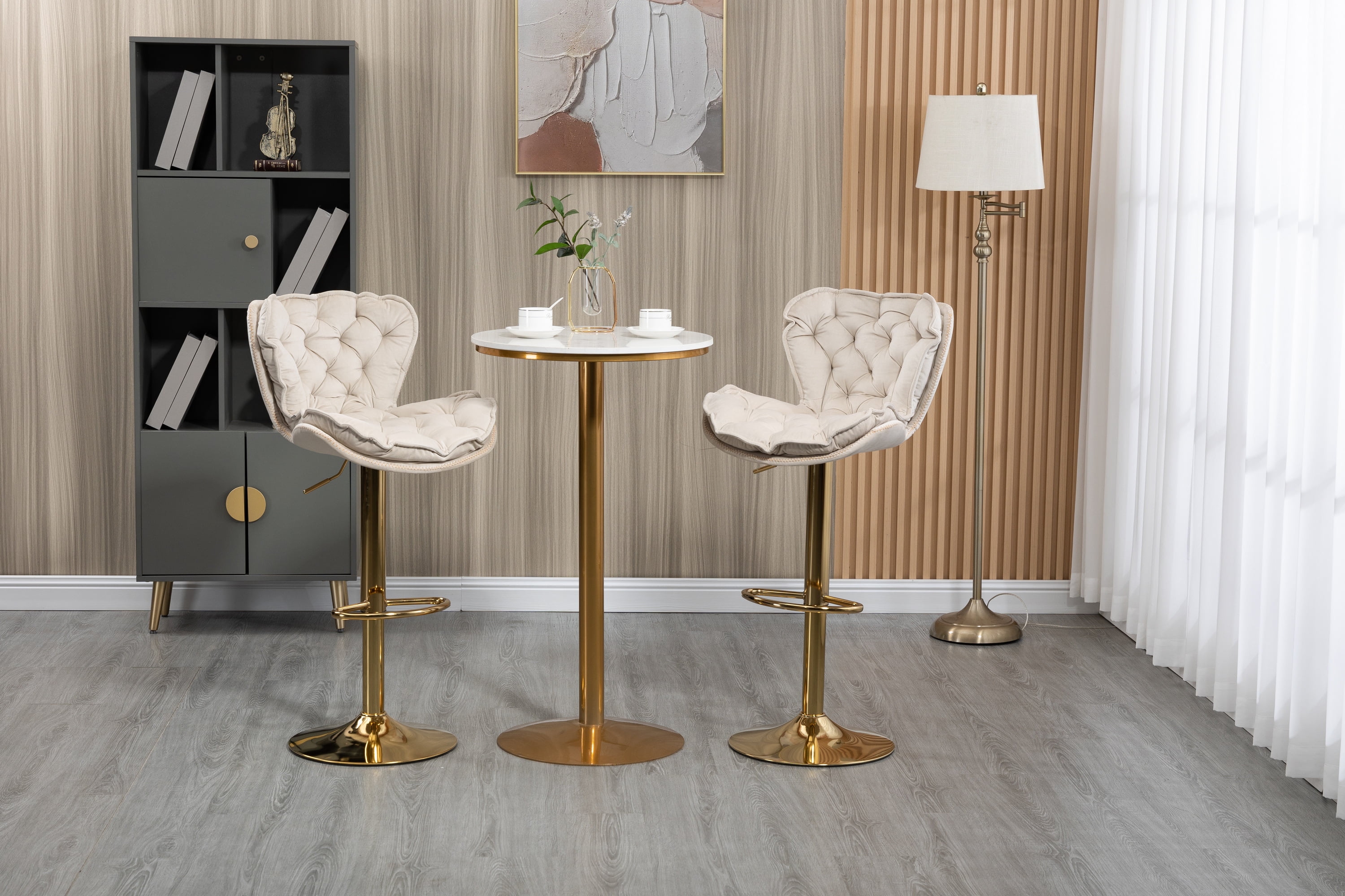 Luccalily 2pcs Velvet Bar Stools,360° Swivel Adjustable Bar stools with ...