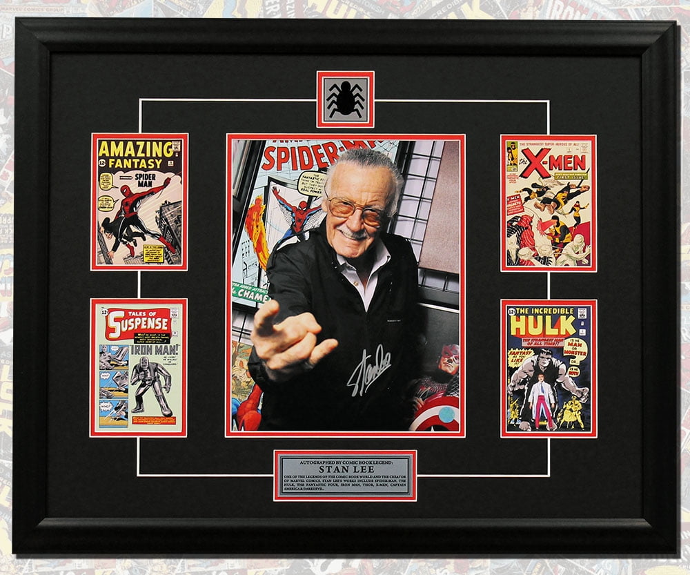 Stan Lee Autographed Web Slinger Comic Book Covers Collage 26x32 Frame ...
