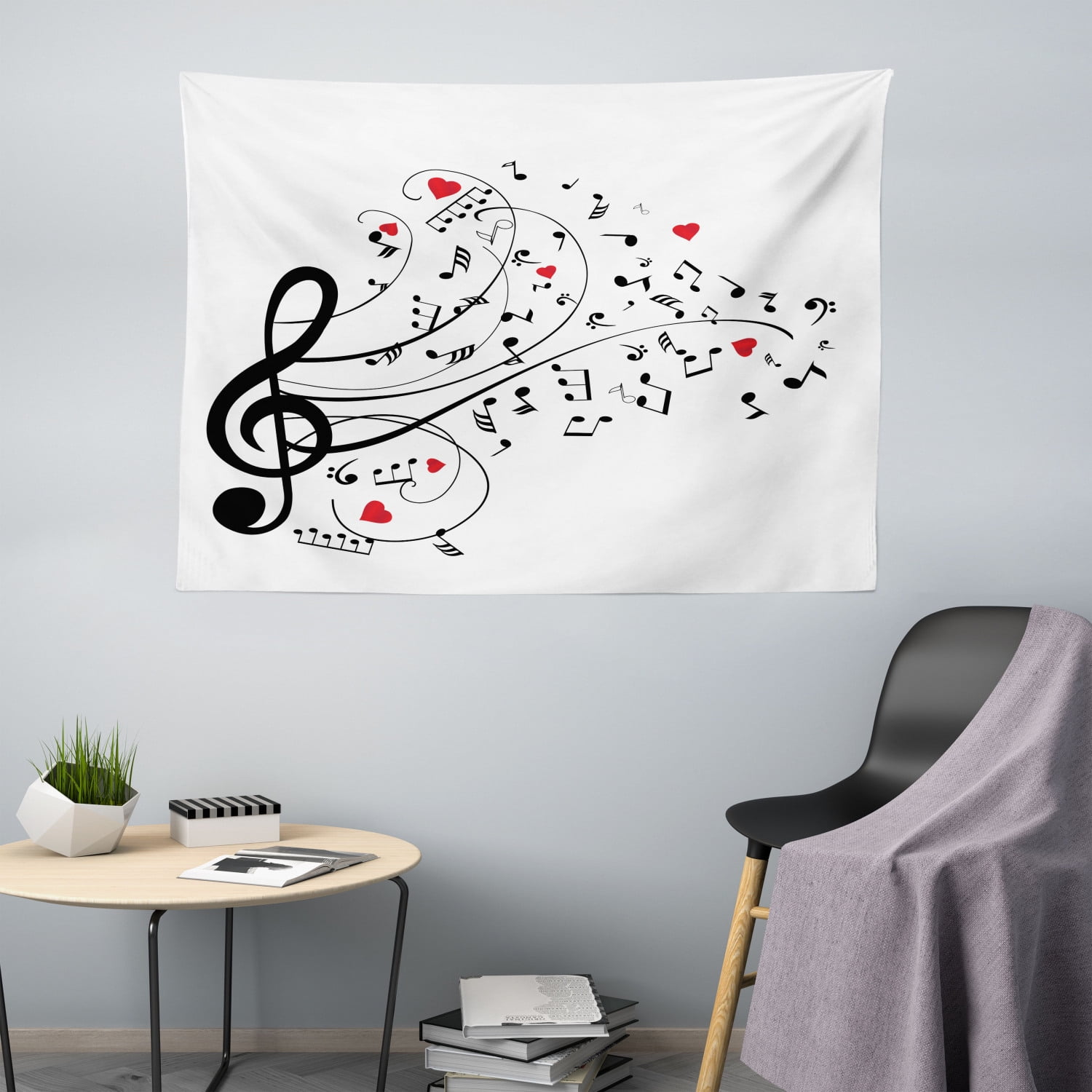 Music Tapestry, Learning Treble Chef Music Melodies Motifs on Plain ...
