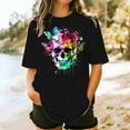 Czzoypi Women Graphic Skull Short Sleeve Round Neck Tshirt Casual Boho ...
