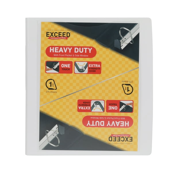 Exceed 3-Ring Heavy Duty Binder, 1 inch, White, Slant D-Ring - Walmart.com