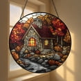 Cozy Fall Cottage Landscape Art Glass Style Window Decor2101 - Walmart.com