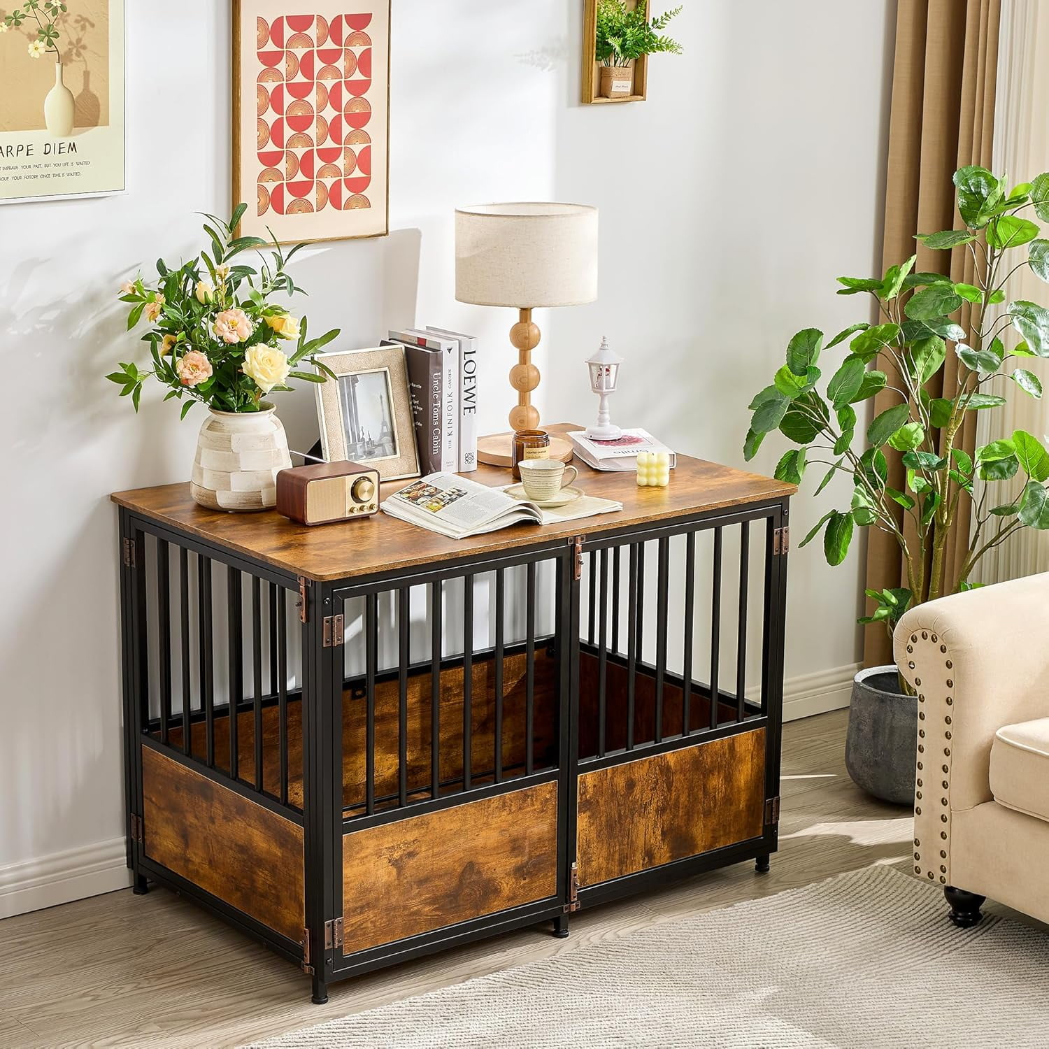 Click here for Gazhome 43.7 Inch Dog Crate Furniture With Cushion... prices