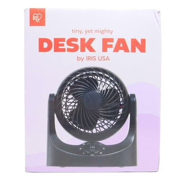 IRIS Tiny Mighty 3-Speed Oscillating Tilt Lightweight Portable Desk Fan ...