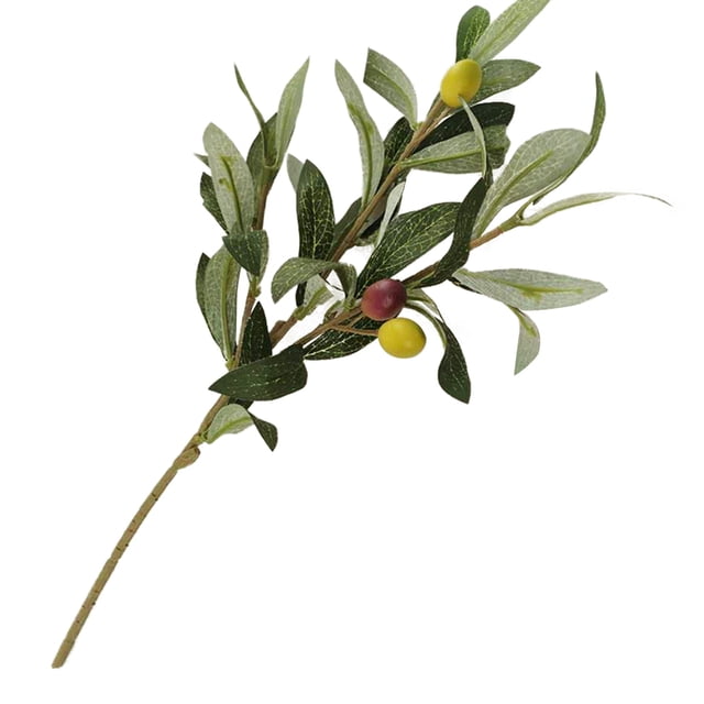 Artificial Olive Branches,14 Inches Plastic Fake Plants Green Leaves ...