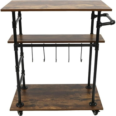 Cal Mil 3719-46 Mid-Century Brass Beverage Cart with 2 Walnut Shelves ...