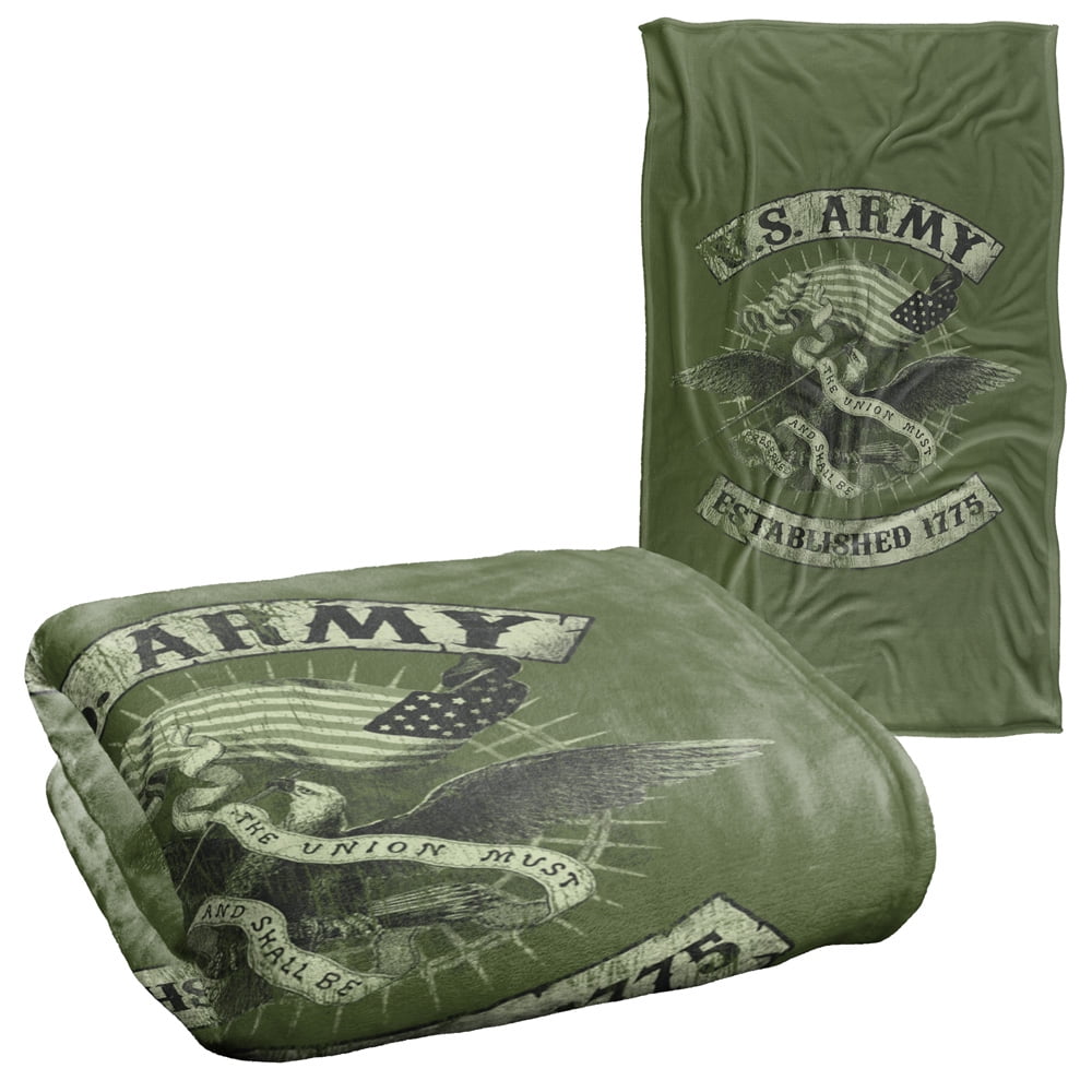 U.S. Army Blanket, 36"x58" Union Eagle, Silky Touch Sherpa Back Super ...