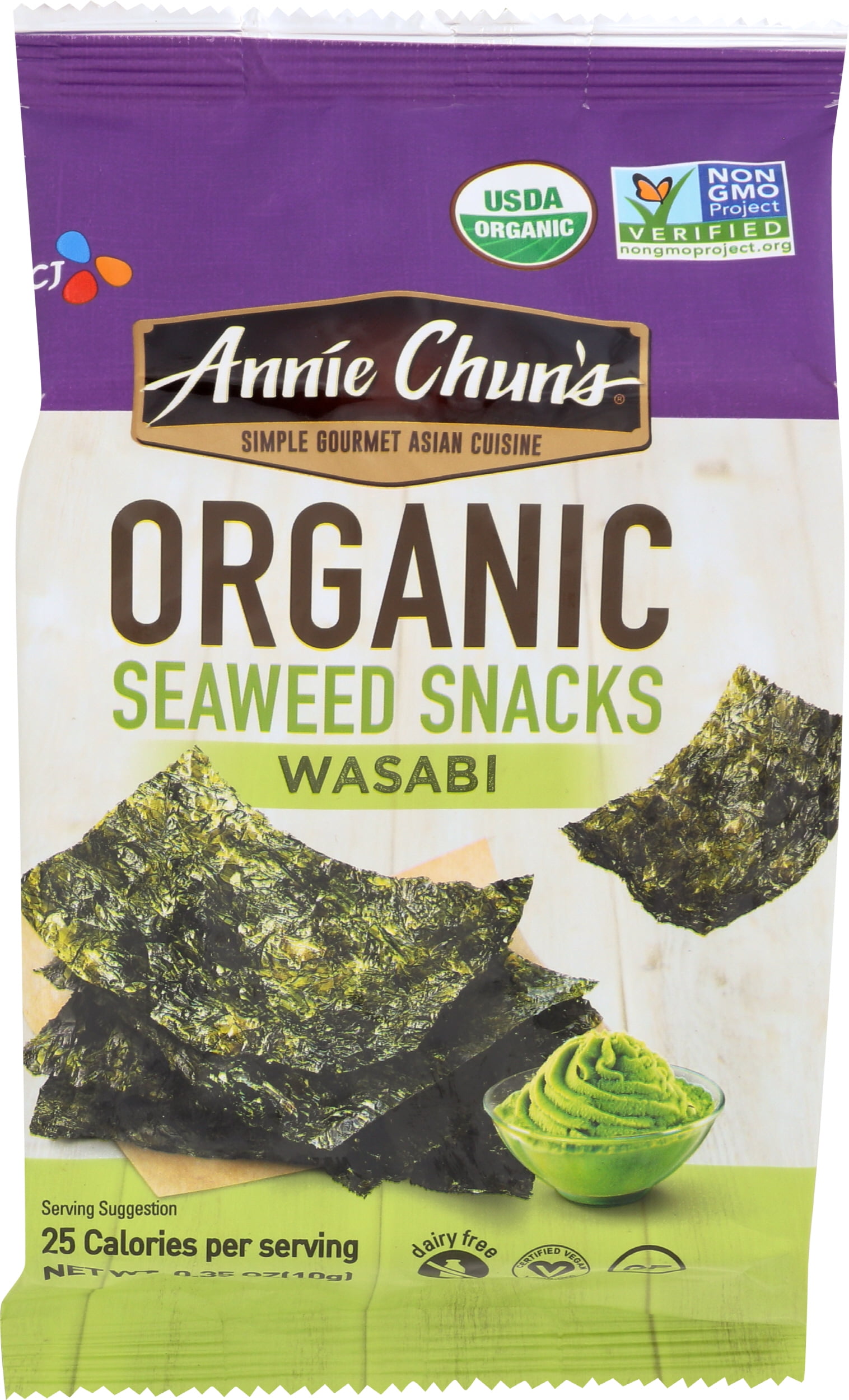 Annie Chun's Organic Wasabi Seaweed Snacks, 0.35 oz Pack of 12 ...