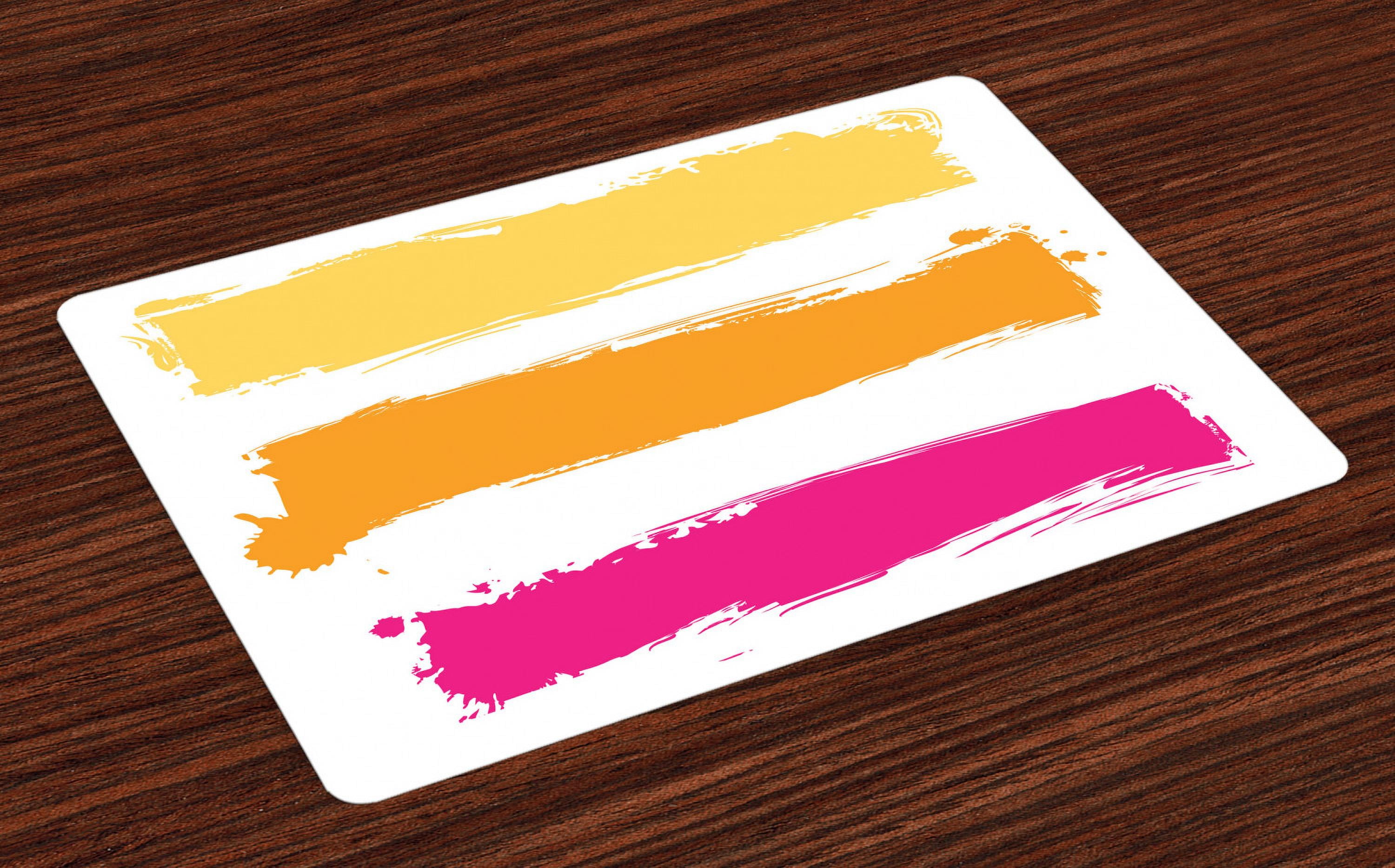 Ambesonne Orange and Pink Place Mats Set of 4, Grunge Banners, Standard ...
