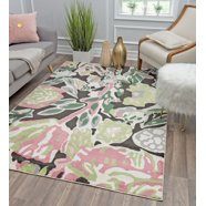 Rugs America Hanna VA30A Gardenia Pink Onyx Floral Transitional Black ...