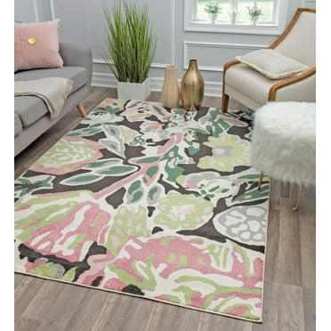Rugs America Hanna VA30C Gardenia Pink Ivory Floral Transitional White ...