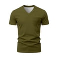 AWZXDE Men's Workout Running Shirts Solid V-Neck Chest Pocket Short ...