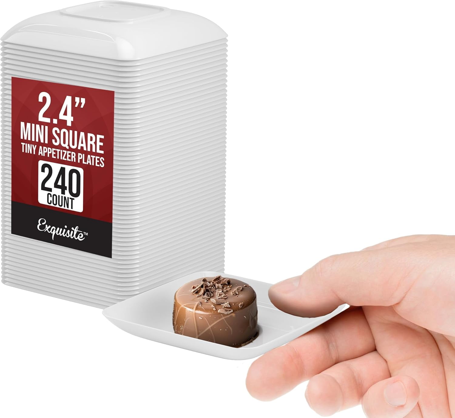 Tiny Mini Dessert Plates - 240 Pack 2.4 in. x 2.4 in. White Disposable ...