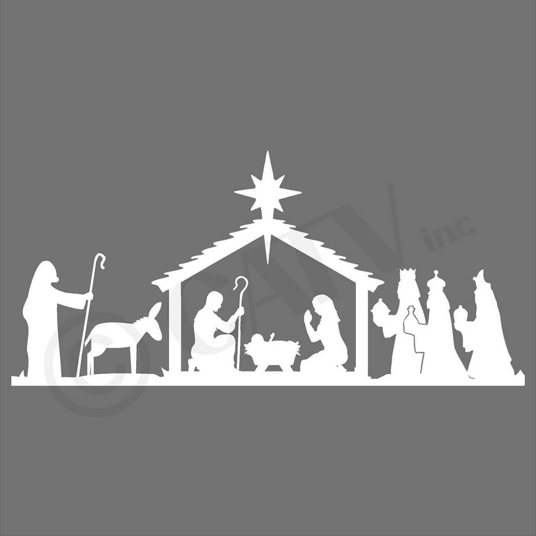 Nativity Scene Black And White Clipart