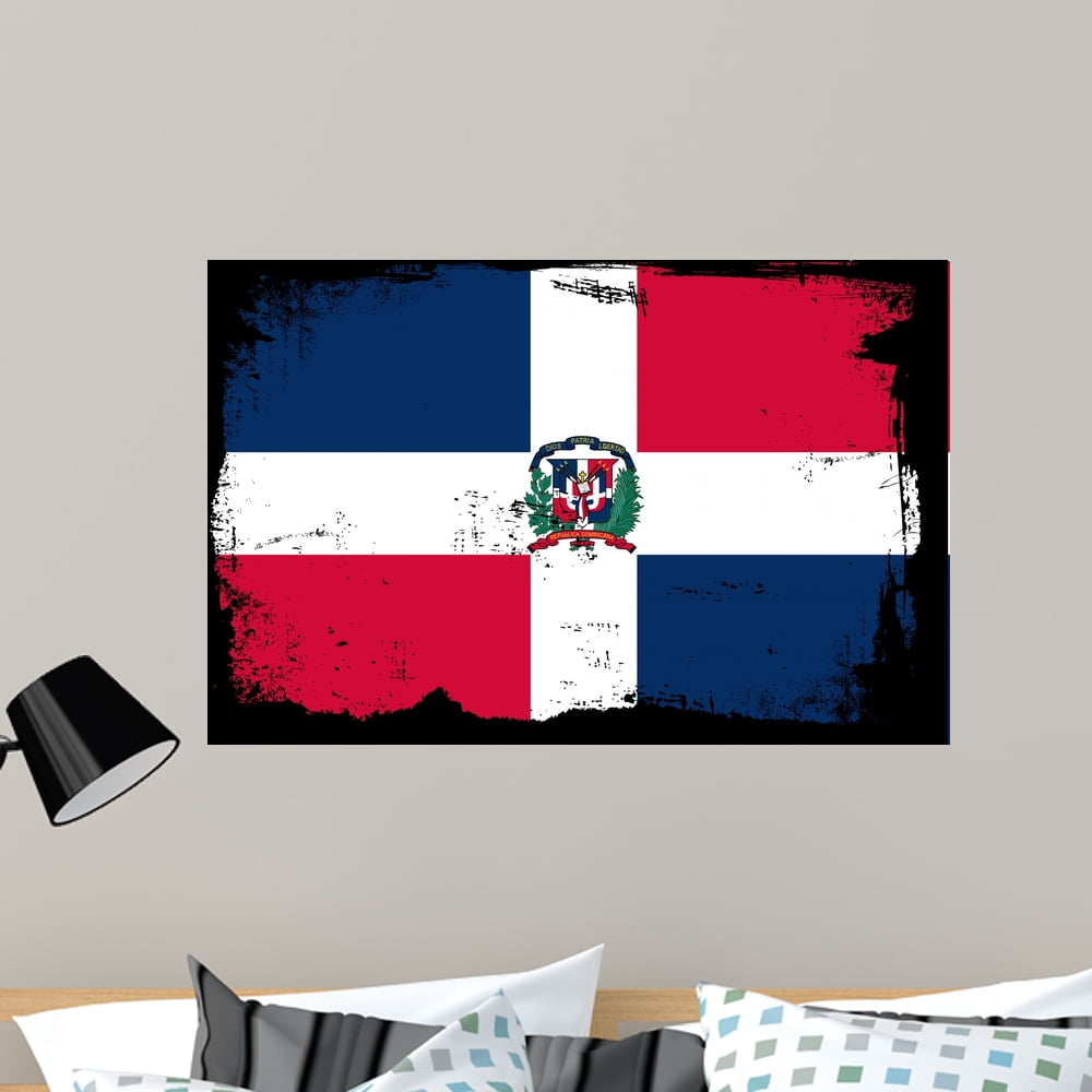 Grunge Flag Dominican Republic Wall Mural by Wallmonkeys Peel and Stick ...