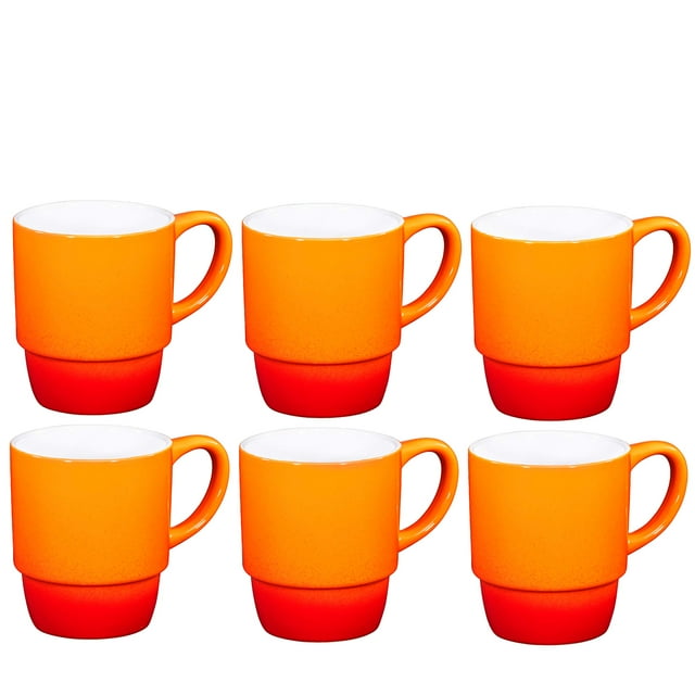 Ceramic Stacking Coffee Mug Tea Cup Dishwasher Safe Set Of 6 Large 18 ...