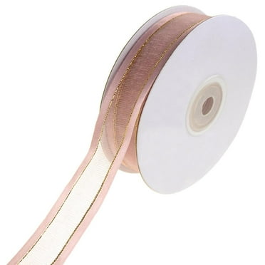 Gold-Lined Satin Edge Organza Ribbon, Blush, 1-1/2-Inch, 25-Yard ...