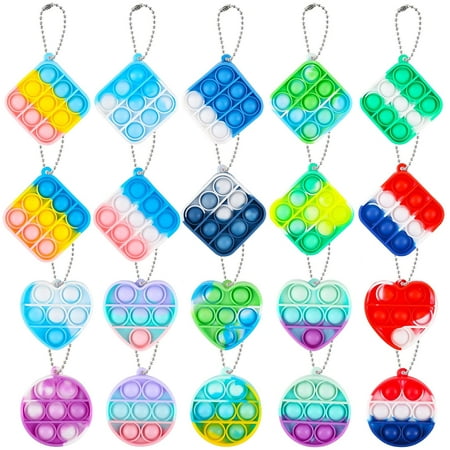 Mini Pop Fidget Keychain Toys 20 Pack Small Square Cheap Push Its ...