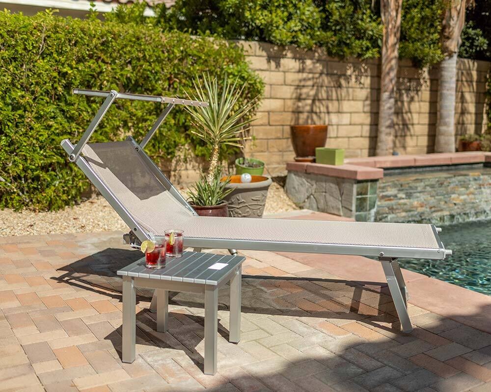 SunsenseDesign Outdoor Patio Chaise Lounge/Sunbed with Sun Shade ...