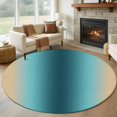 7ft Round Rug Turquoise Yellow Ombre Area Rugs for Living Room Bedroom ...