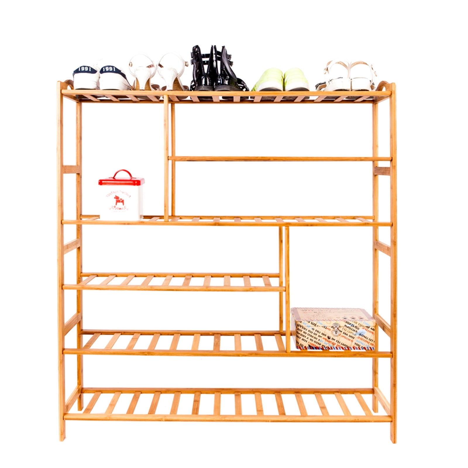 Cfowner Shoe Rack Shoe Organizer 6-Layer Portable Bamboo Splint Multi ...