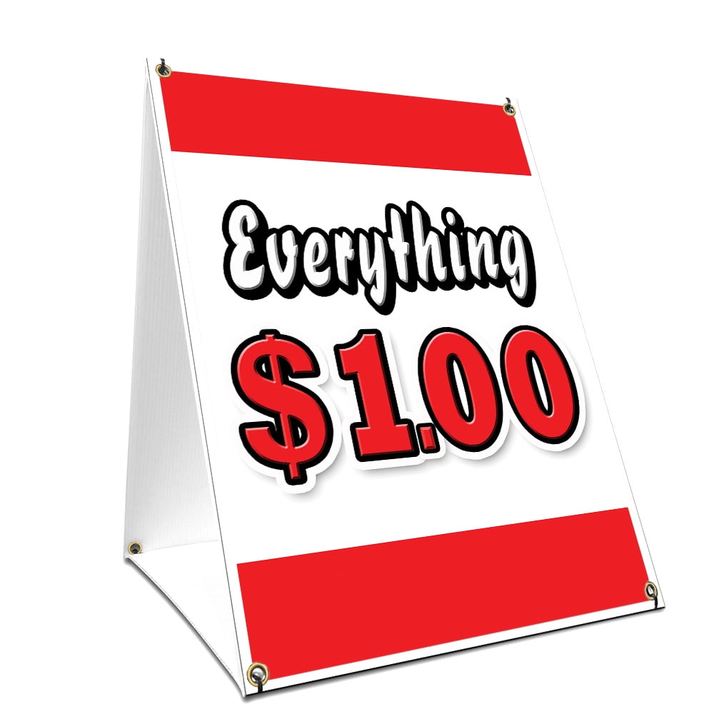 A-frame Sidewalk Everything 1 Dollar Sign With Graphics On Each Side ...