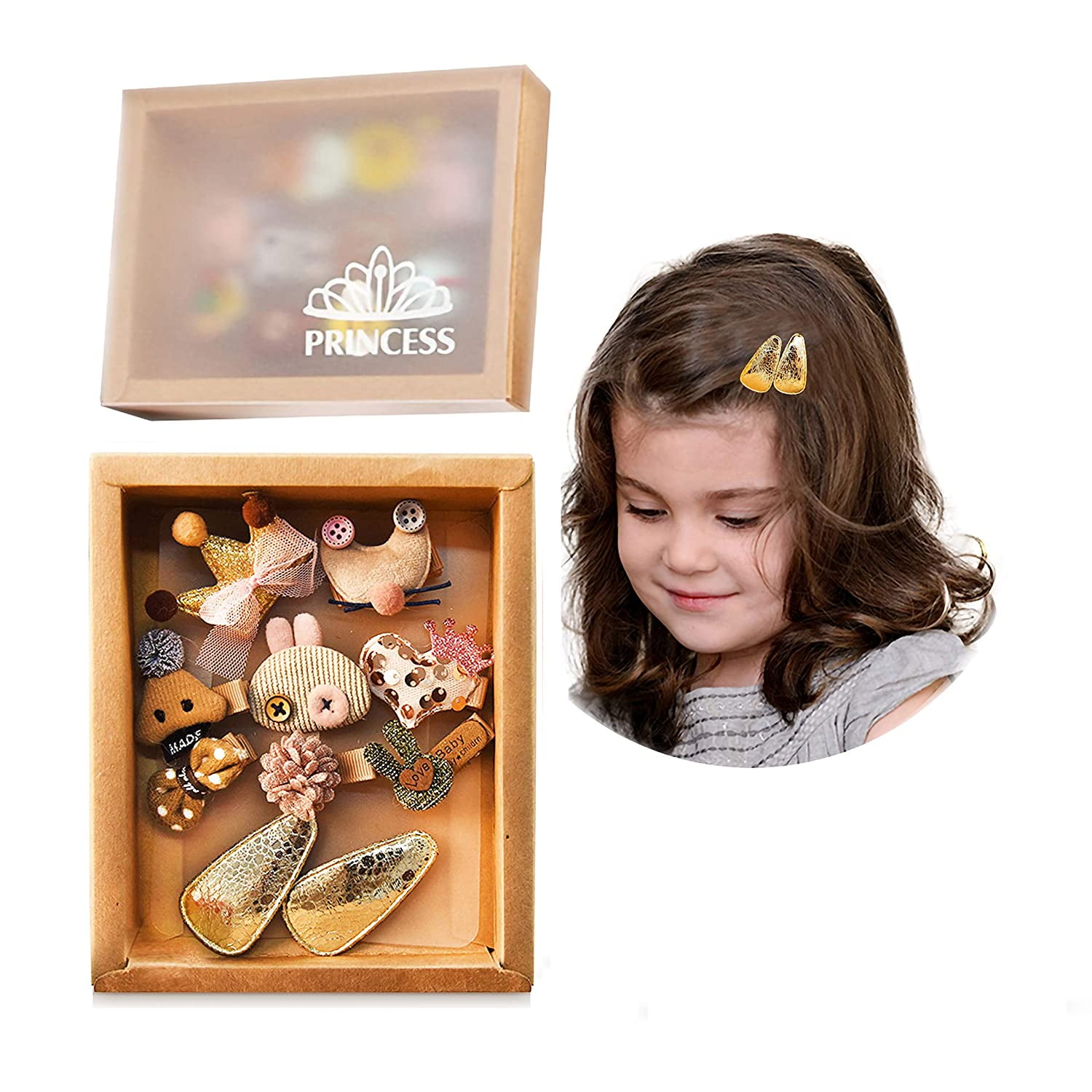 24PCS Hair Clip Set Cute Assorted Hair Alligator Clips, Hair Ties, Mini ...