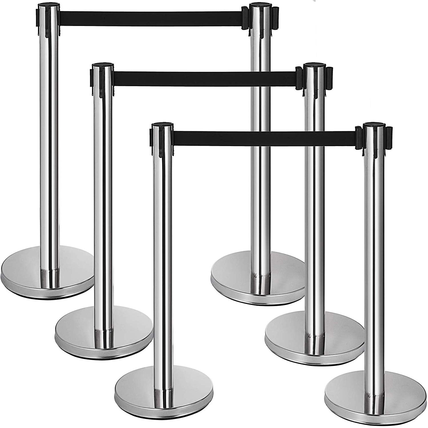 VEVOR 6Pcs Crowd Control Barrier Queue Poles Durable Outdoor Stanchion ...